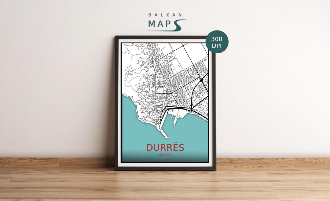 Durrës, Albania Map Printable File High Quality Personalised 3-D Poster ...