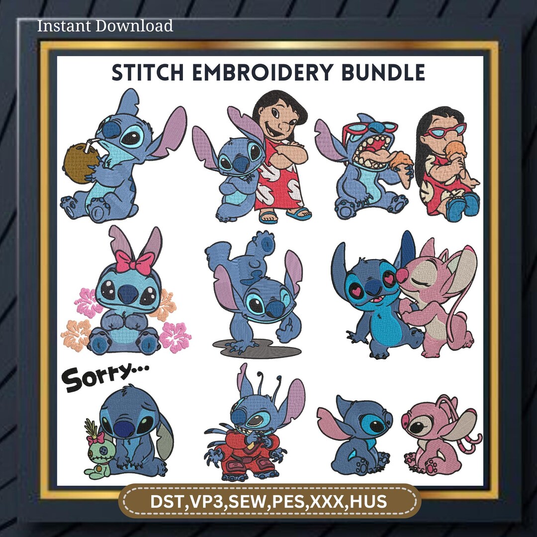Stitch With Heart Machine Embroidery Design File, Lilo and Stitch ...