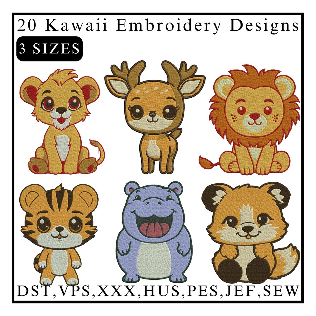 Animal Embroidery Designs, Baby Animals Embroidery, Safari Embroidery ...