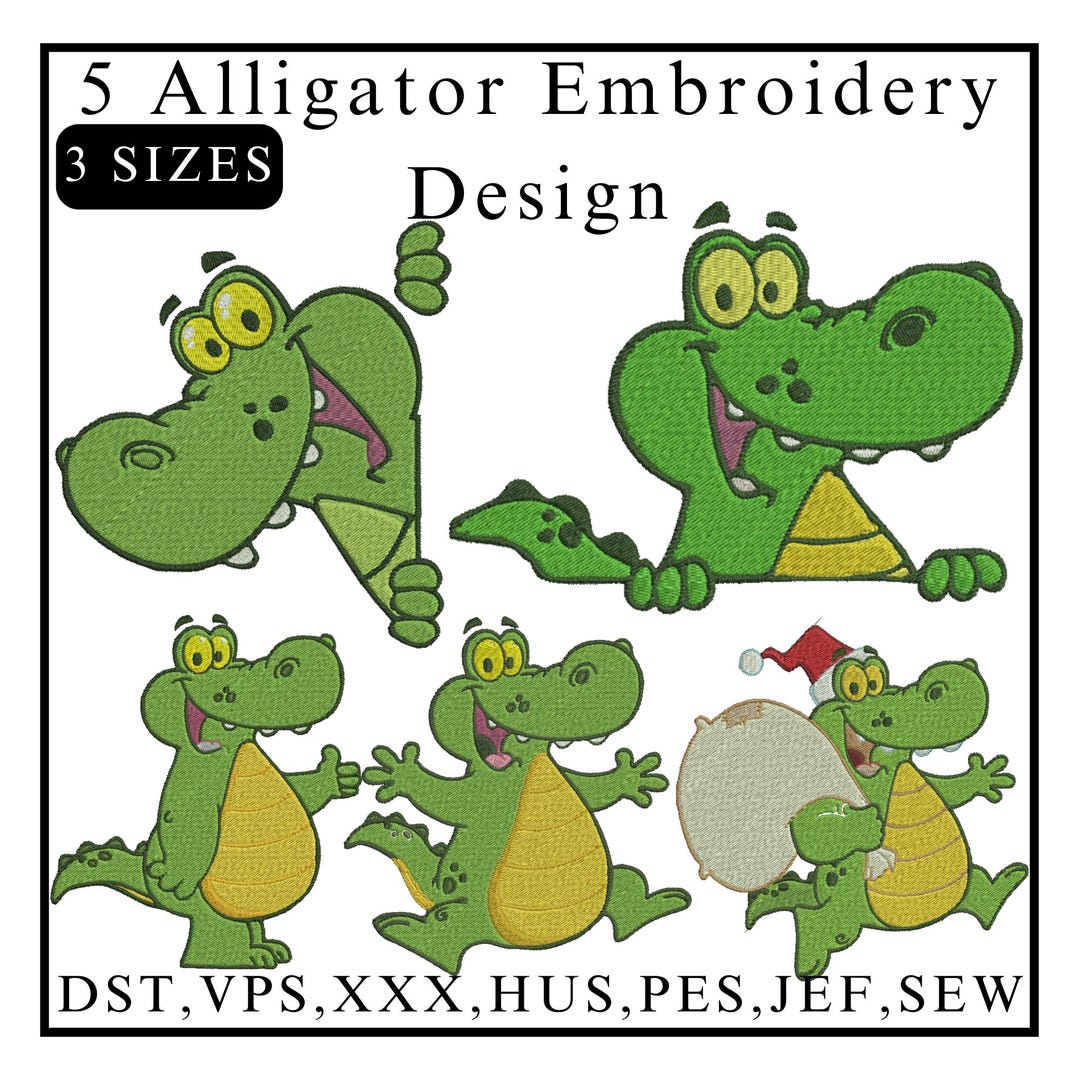 Alligator Embroidery Design, Mini Alligator Embroidery, Alligator ...