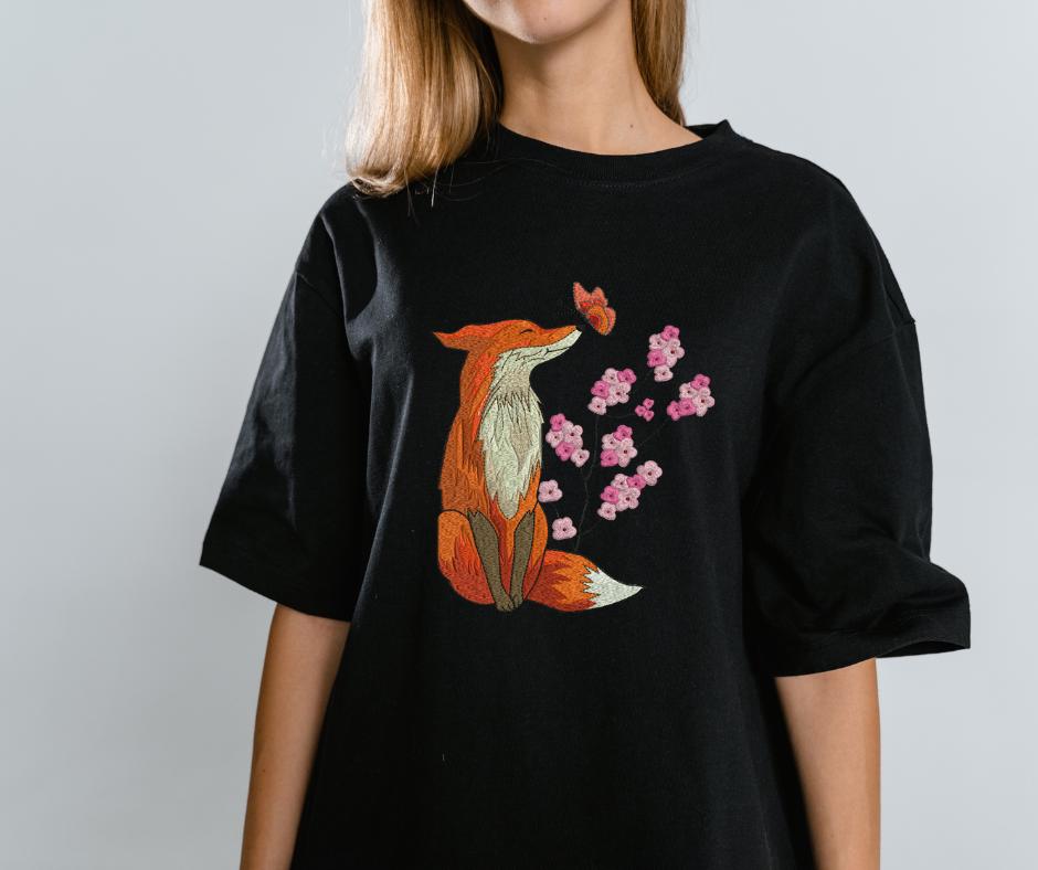 Fox Embroidery Design, Baby Fox Embroidery, Fox in Autumn, Cute Fox ...