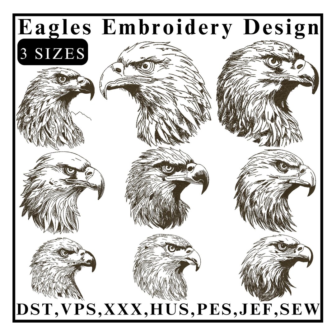 Eagle Embroidery Design, Bald Eagle Head Embroidery, Majestic American ...