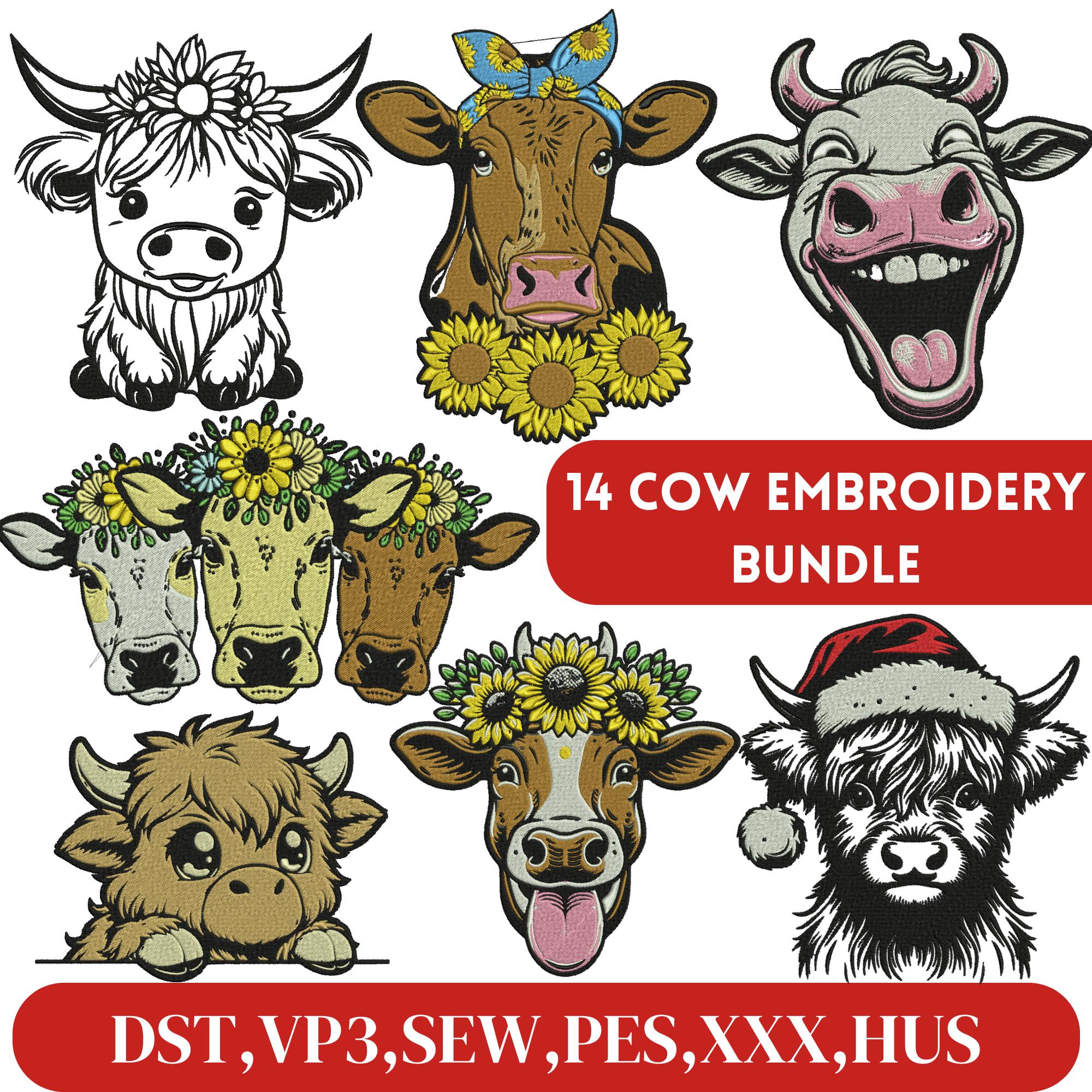 Cow Embroidery Design, Highland Cow Embroidery Design, Highland Heifer ...