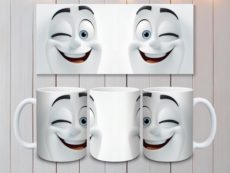 Winking Face Mug Wrap Png, Smiling Face Png, Mug Wrap Sublimation, Best ...