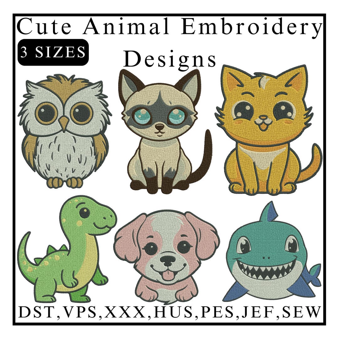 Safari World Animals Embroidery Design, Super Cute Farm Animal ...