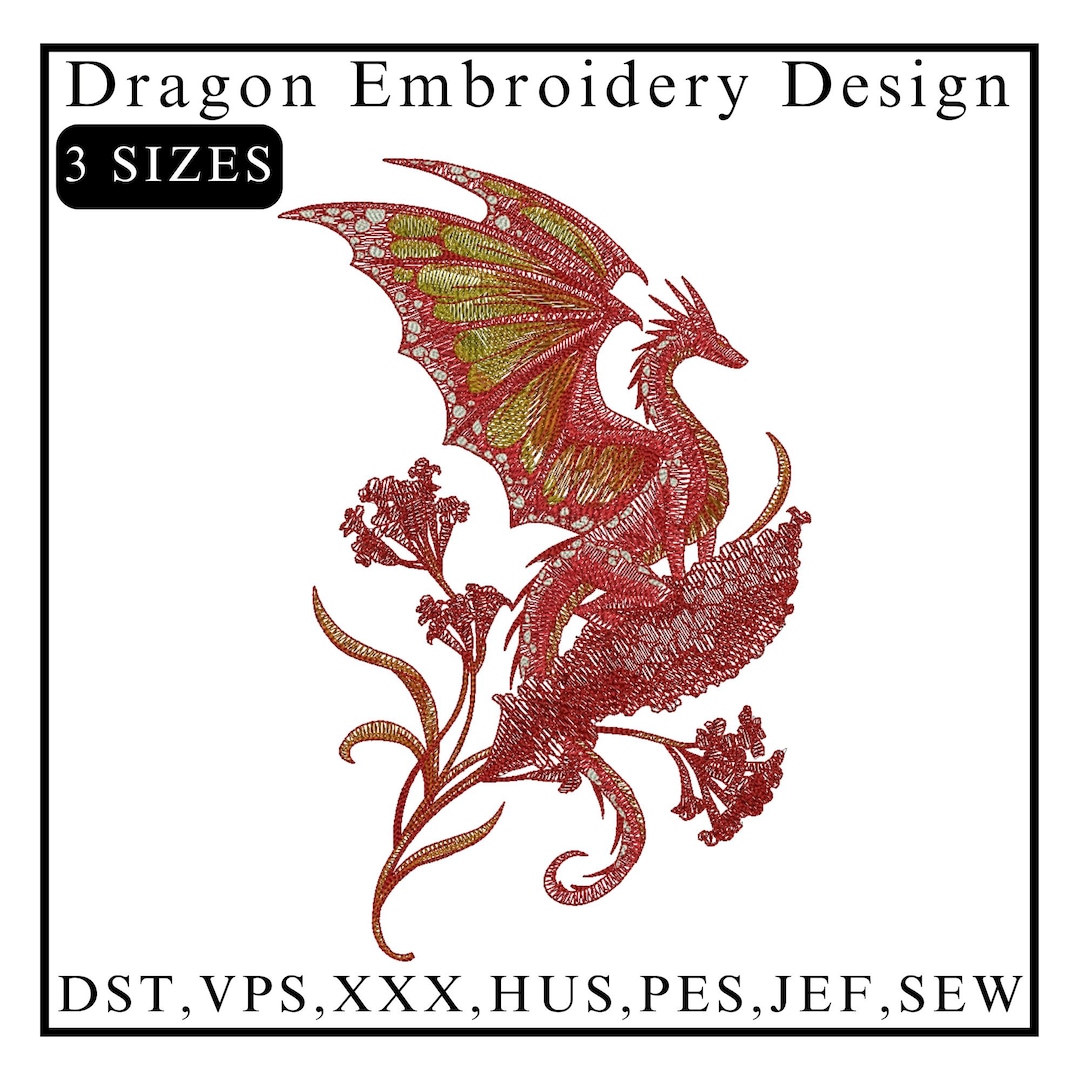 Dragon Embroidery Design, Flying Dragon Embroidery, Dragon Design, Neon ...