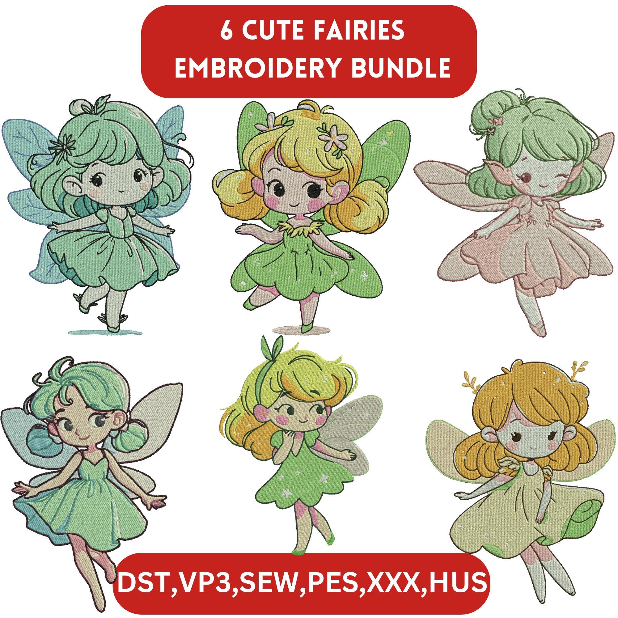 Fairy Embroidery Design, Floral Fairy Embroidery, Tooth Fairy ...