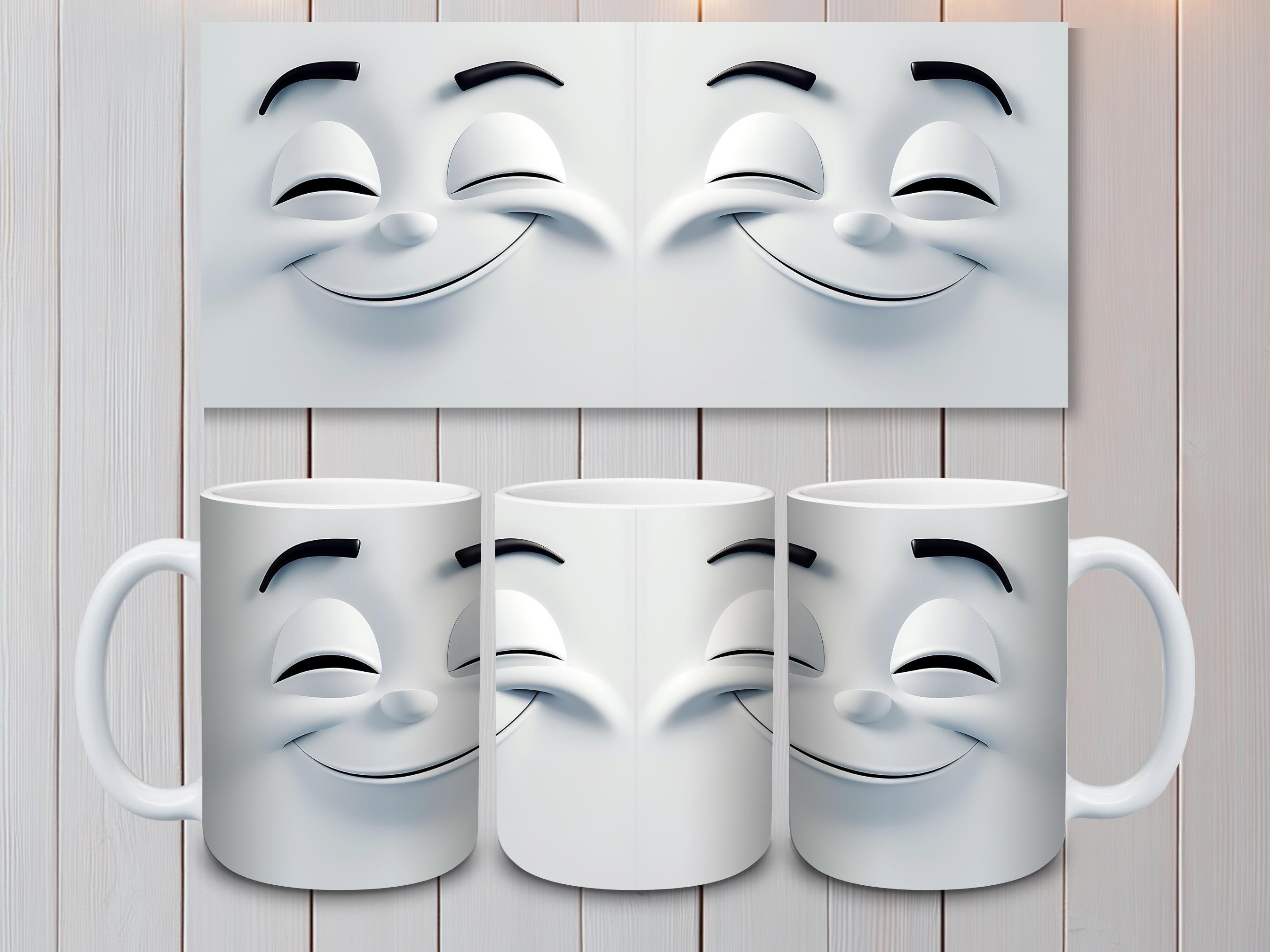 Winking Face Mug Wrap Png, Smiling Face Png, Mug Wrap Sublimation, Best ...