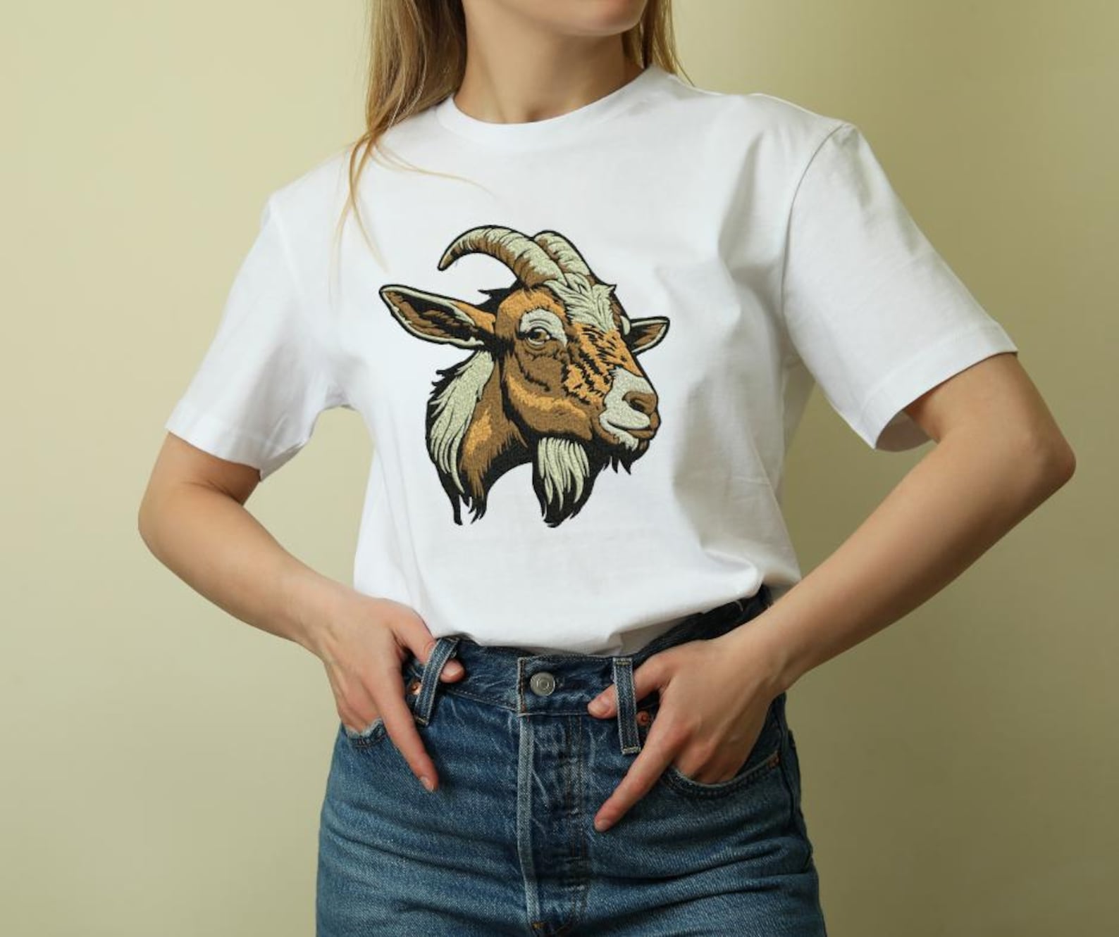 Goat Embroidery Design, Goat Mini Embroidery, Goat Design, Farm Animals ...