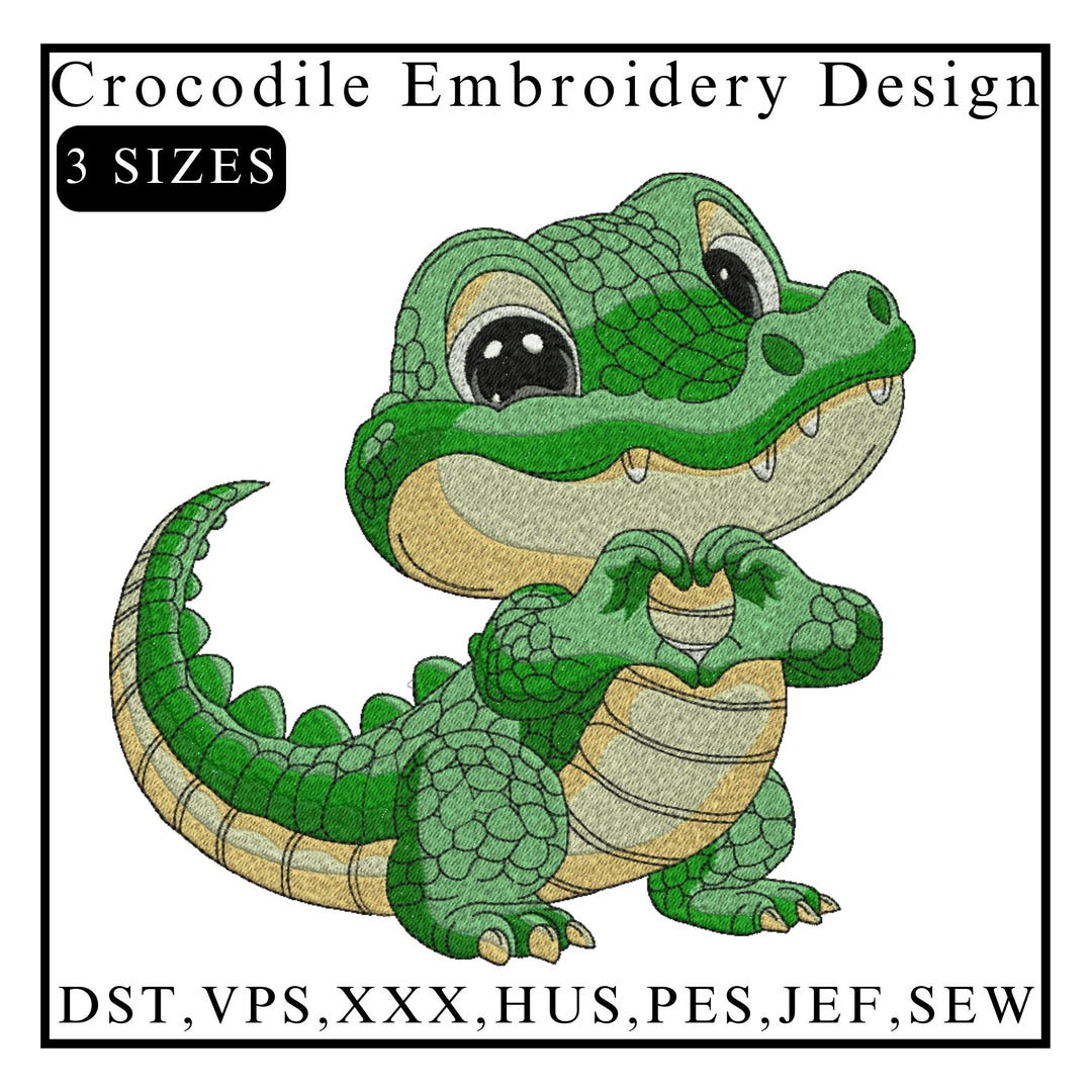 Alligator Embroidery Design, Baby Alligator Embroidery, Alligator ...