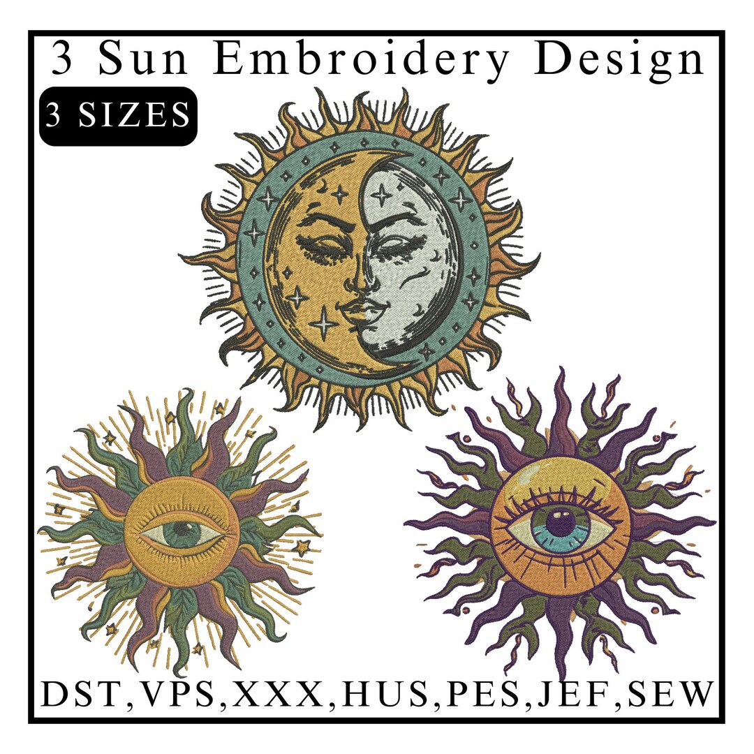 Sun Embroidery Design, Mini Sun Design, Summer Embroidery, Sun Filled ...