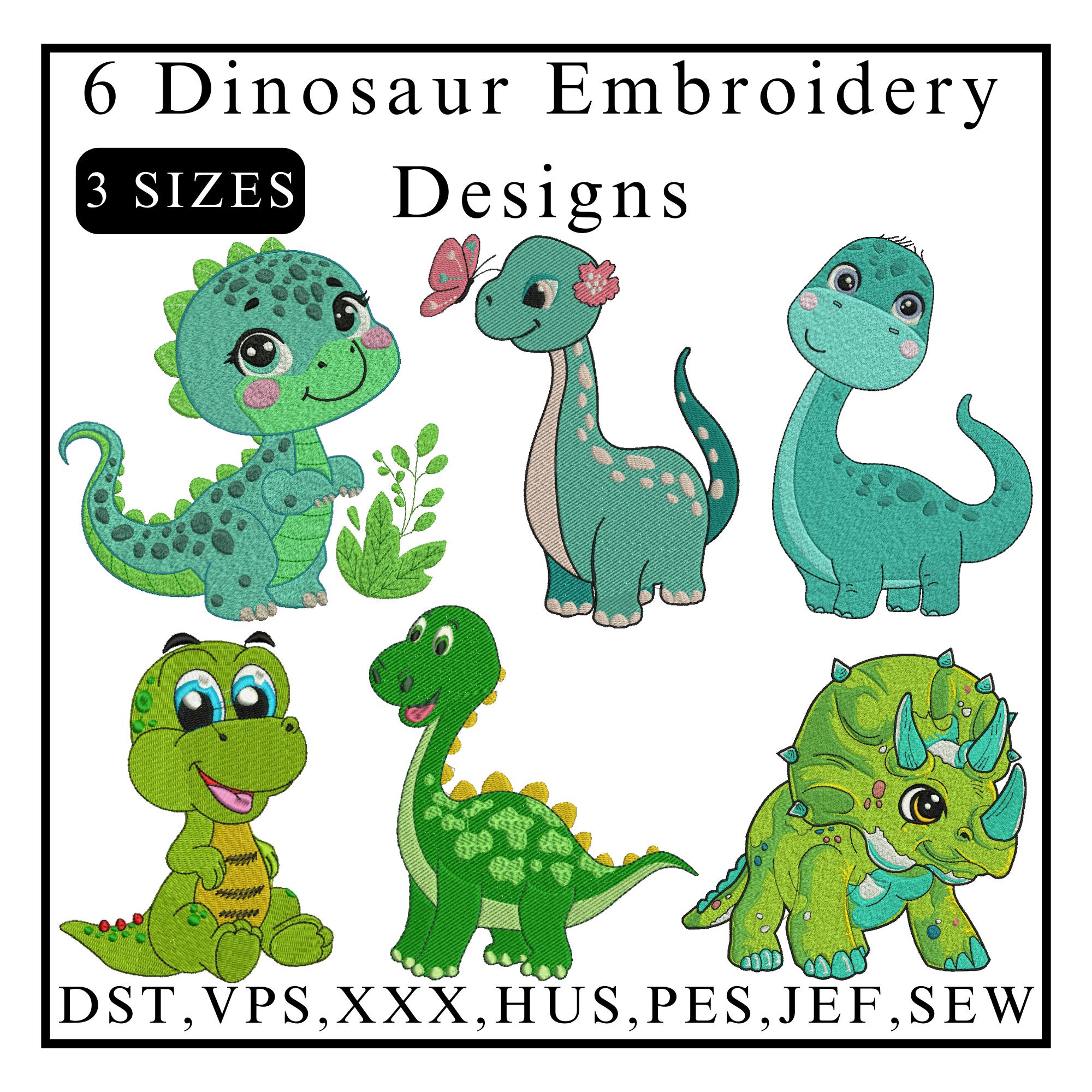 Dinosaur Embroidery Design, Mini Dinosaur Embroidery, Cute Dinosaur ...