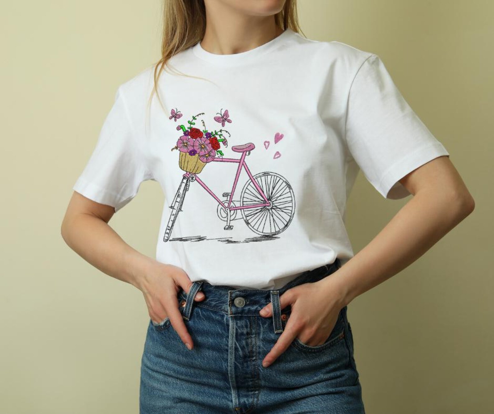 Bicycle Embroidery Design, Floral Bike Embroidery, Bike Embroidery ...