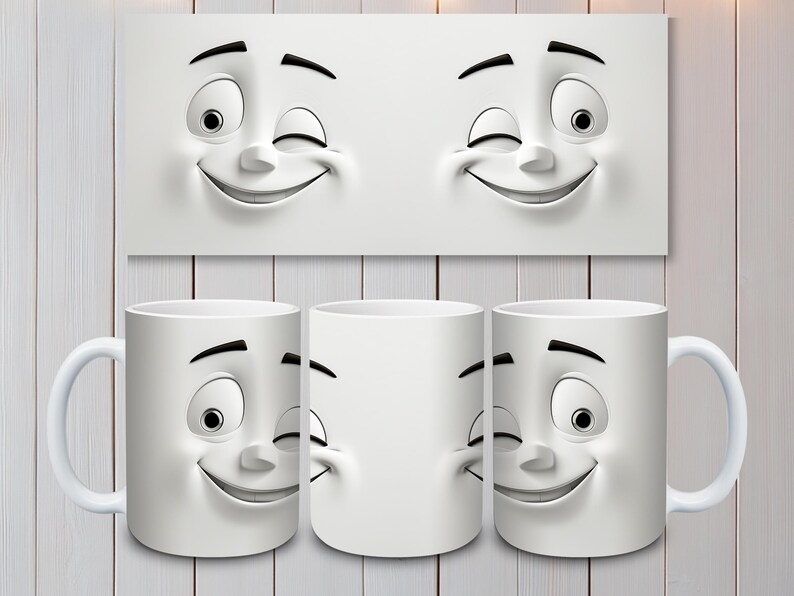 Winking Face Mug Wrap Png, Smiling Face Png, Mug Wrap Sublimation, Best ...