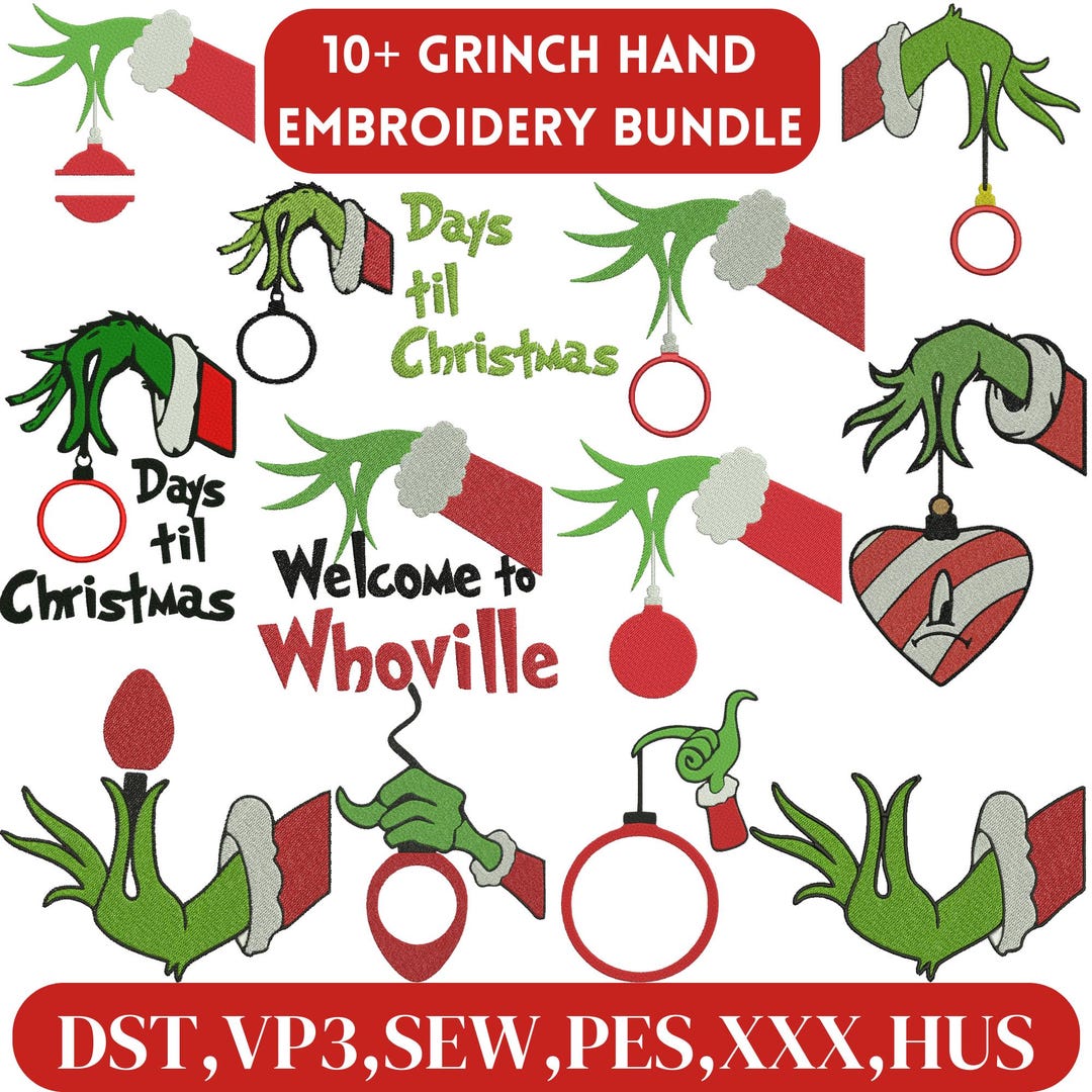 Grinch Embroidery Design, Grinch Hand Embroidery, Feeling Grinchy ...