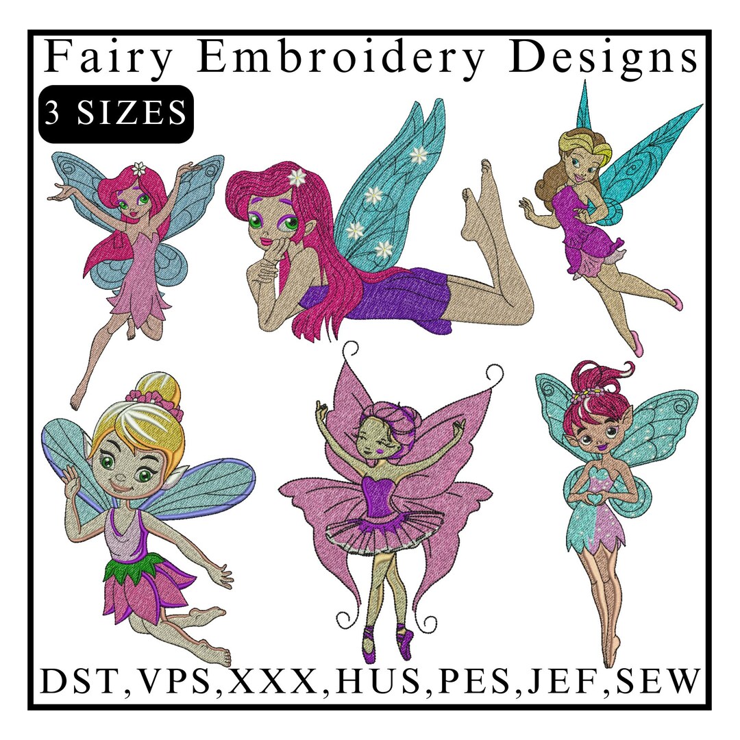 Fairy Embroidery Design, Floral Fairy Embroidery, Tooth Fairy ...