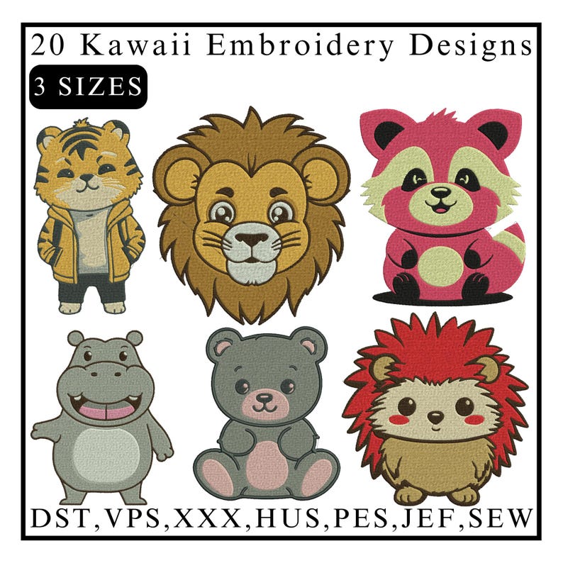 Animal Embroidery Designs, Baby Animals Embroidery, Safari Embroidery ...