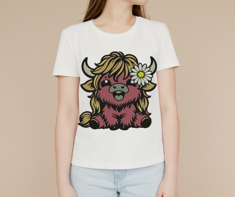 Cow Embroidery Design, Highland Cow Embroidery Design, Highland Heifer ...