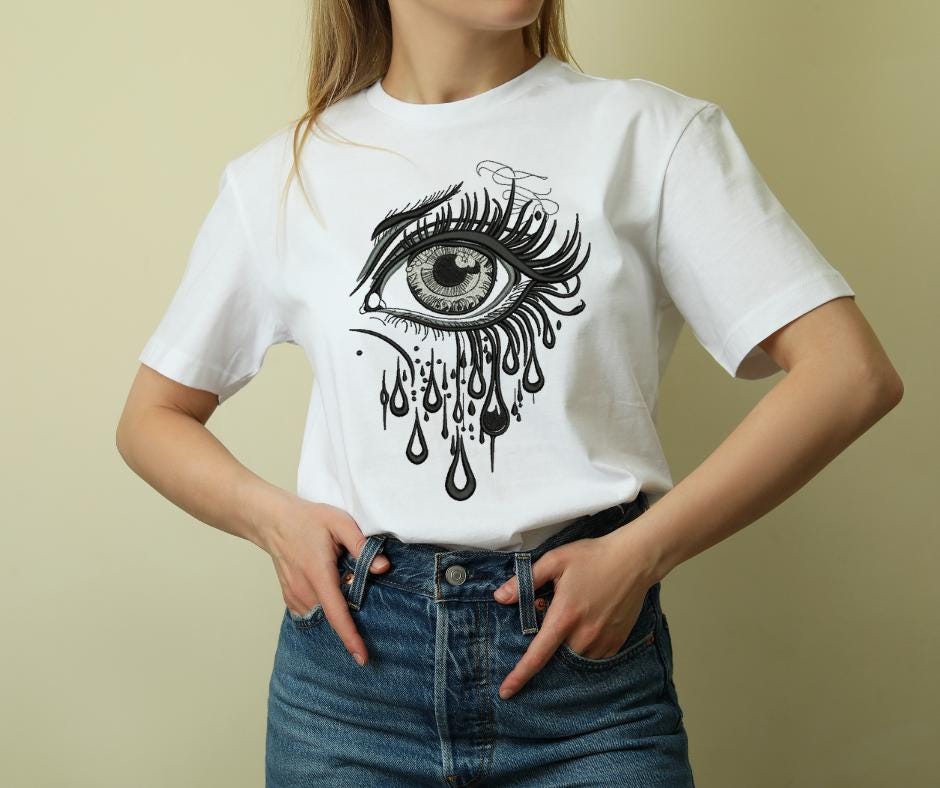 Eye Embroidery Design, Crying Eye Embroidery, Evil Eye Embroidery ...