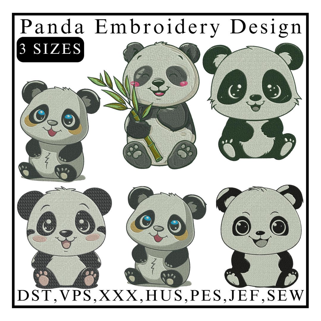Panda Embroidery Design, Cute Sleepy Panda Embroidery, Baby Bear ...