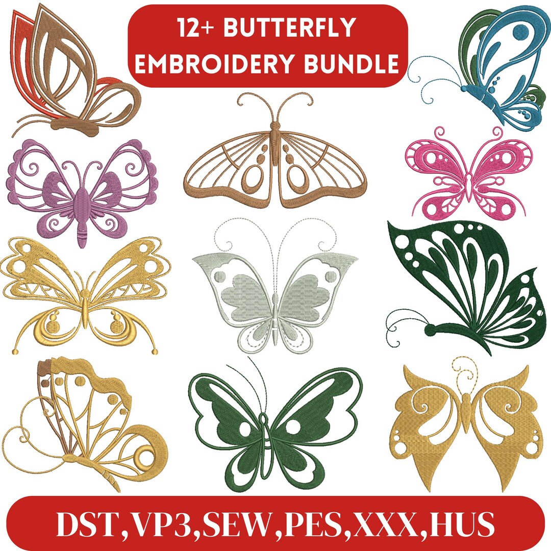 Butterfly Embroidery Design, Butterfly Applique Design, Silhouette ...