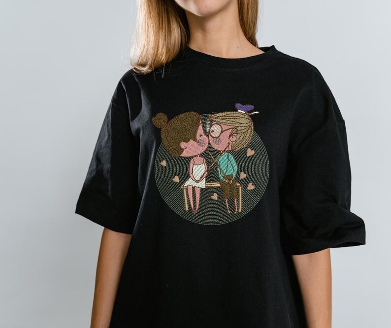 Couple Embroidery Design, Cute Couple Embroidery, Love Birds Embroidery ...