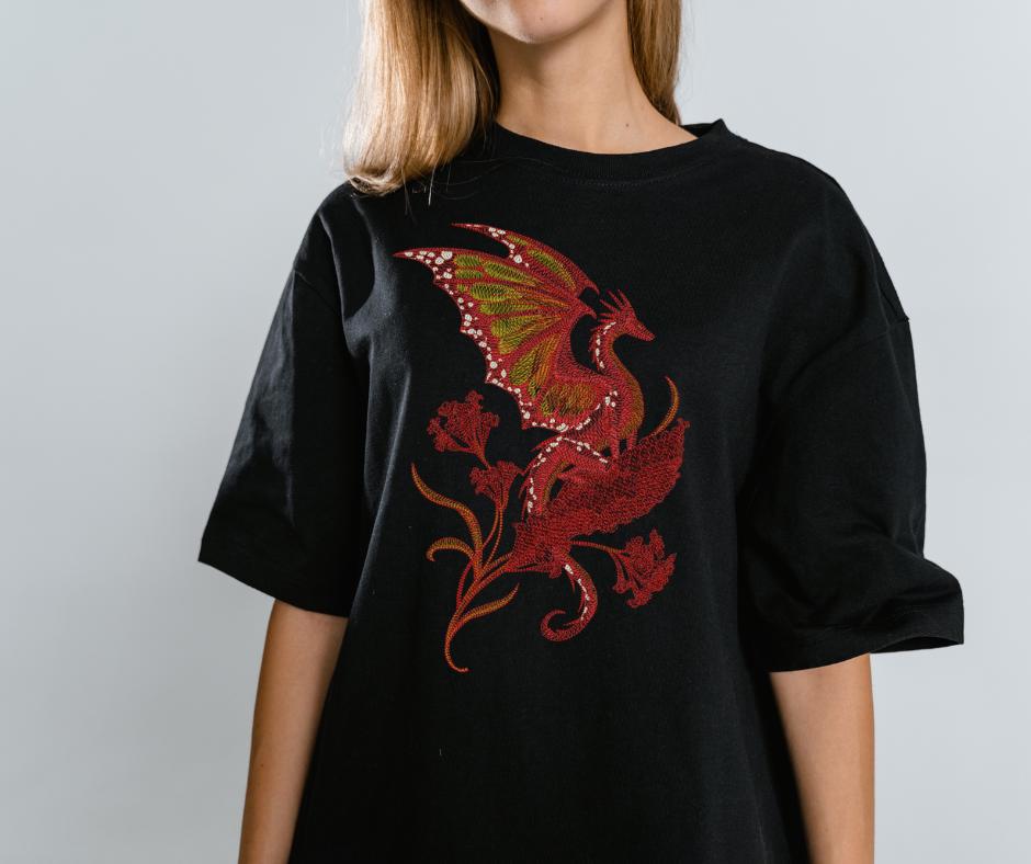 Dragon Embroidery Design, Flying Dragon Embroidery, Dragon Design, Neon ...