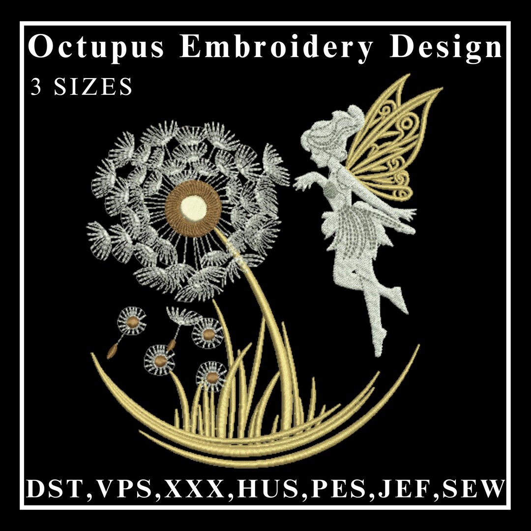 Fairy Embroidery Design, Floral Fairy Embroidery, Whimsical Fairy ...