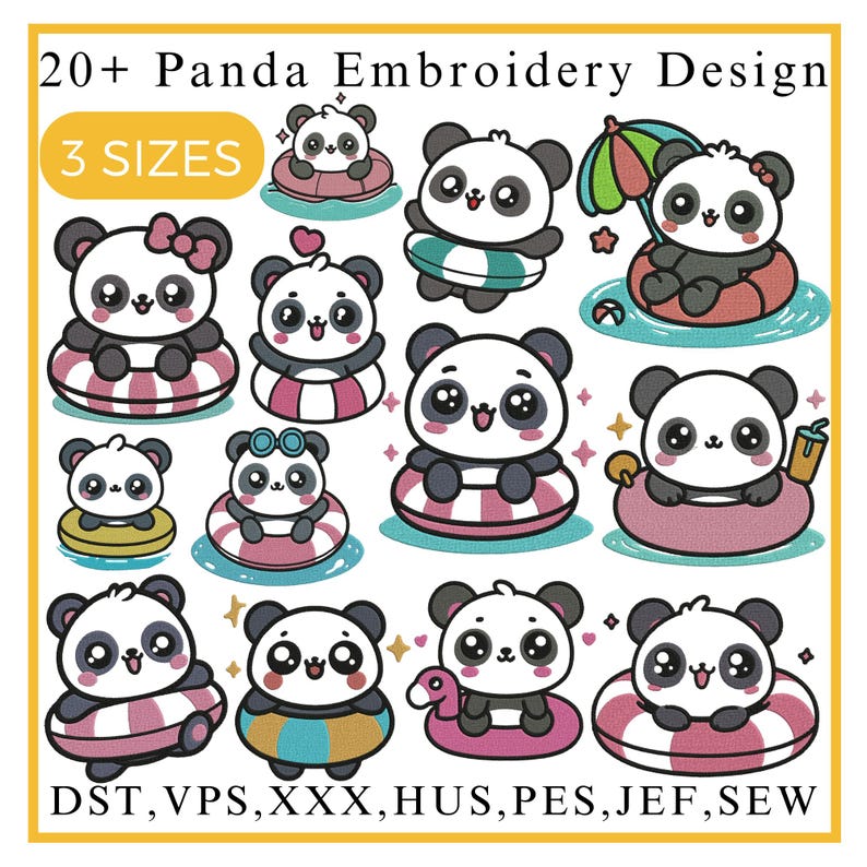 Panda Embroidery Design, Cute Panda Embroidery, Bear Embroidery, Animal ...