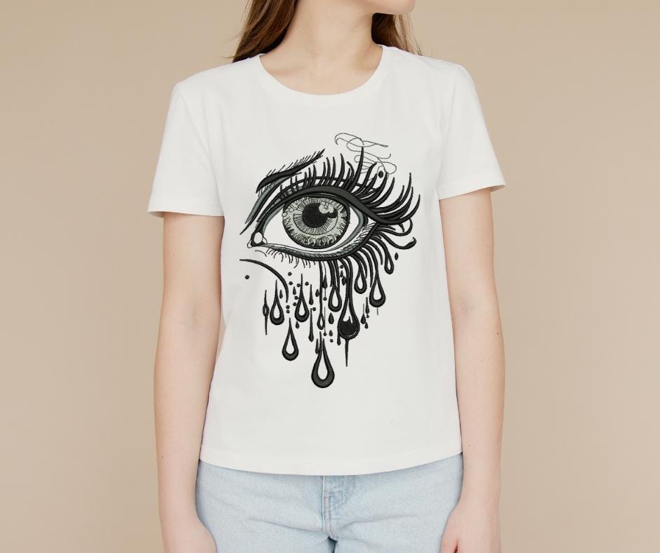 Eye Embroidery Design, Crying Eye Embroidery, Evil Eye Embroidery ...