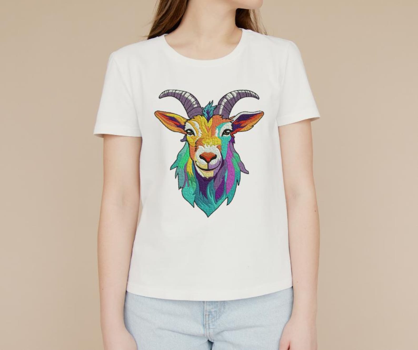 Goat Embroidery Design, Goat Mini Embroidery, Goat Design, Farm Animals ...