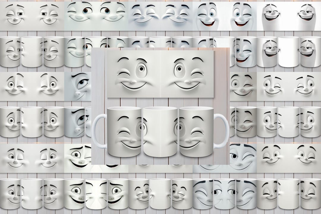 Winking Face Mug Wrap Png, Smiling Face Png, Mug Wrap Sublimation, Best ...