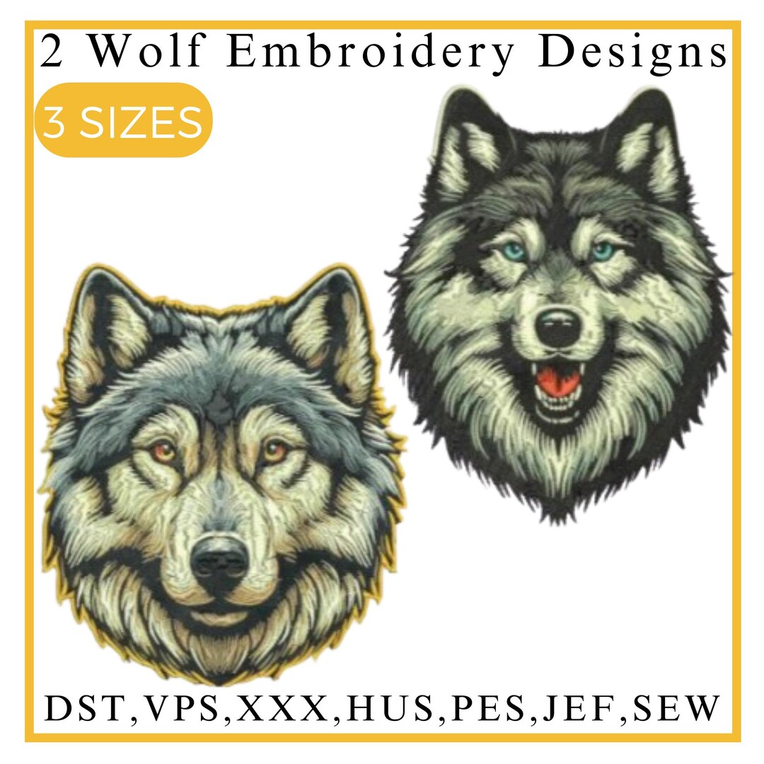 Wolf Embroidery Design, Mystic Wolf Head Embroidery, White Wolf Face ...