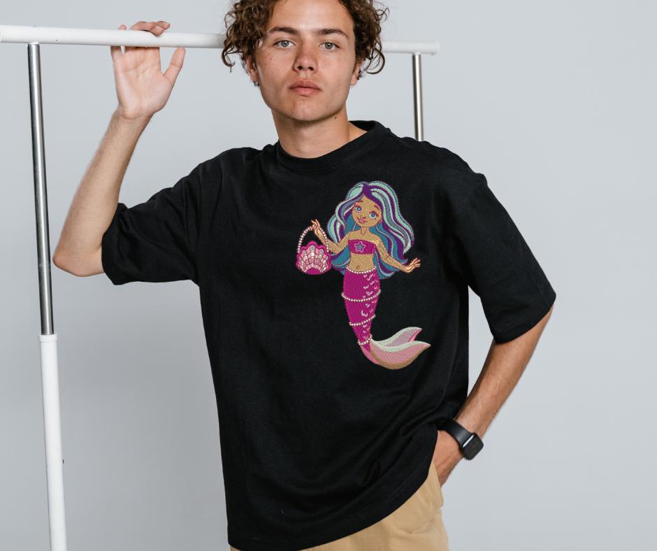 Mermaid Embroidery Design, Pretty Little Mermaid Embroidery,beach ...