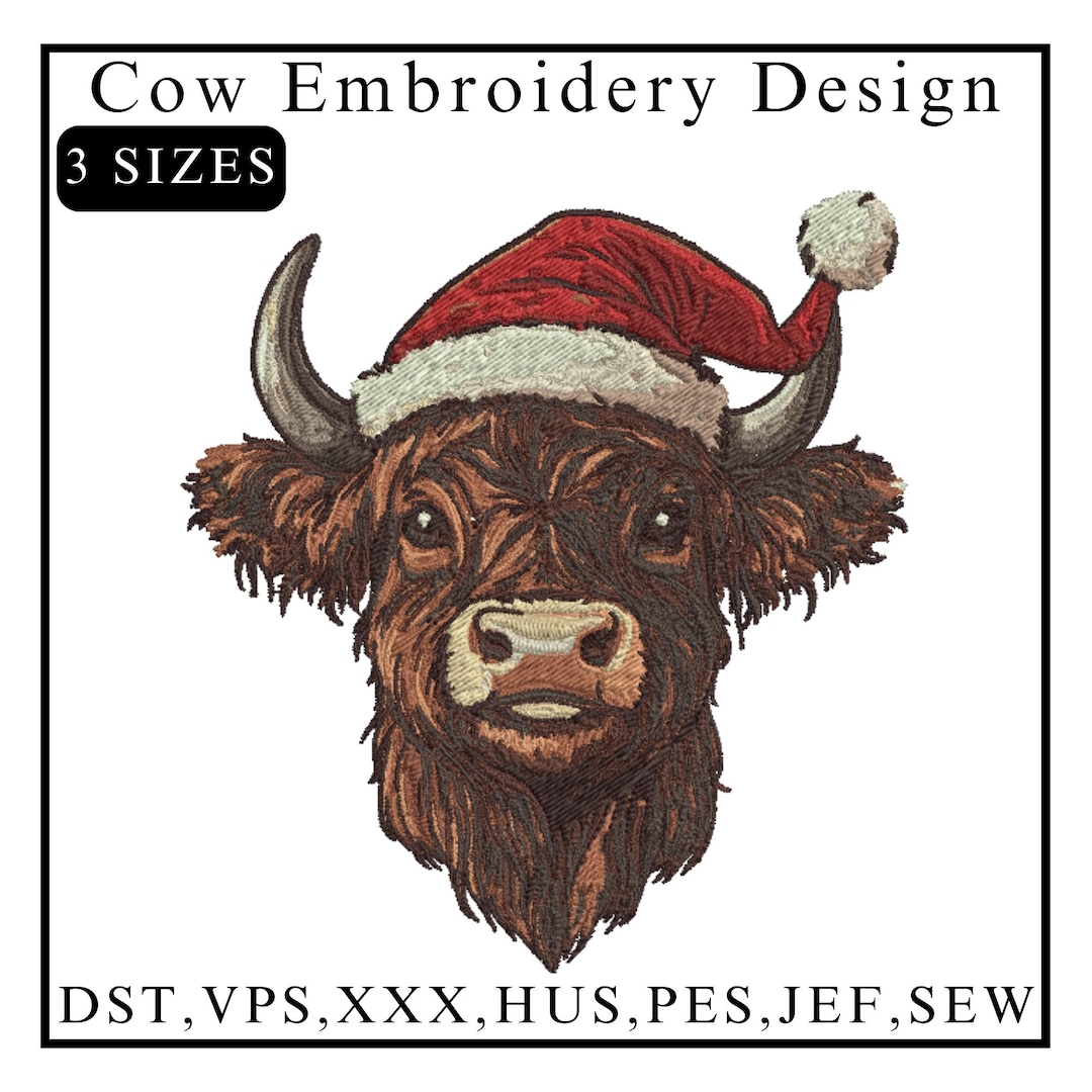 Cow Embroidery Design, Baby Highland Cow Embroidery, Highland Heifer ...