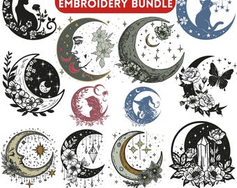 Moon Embroidery Design, Realistic Moon Embroidery, Moonlight Embroidery ...