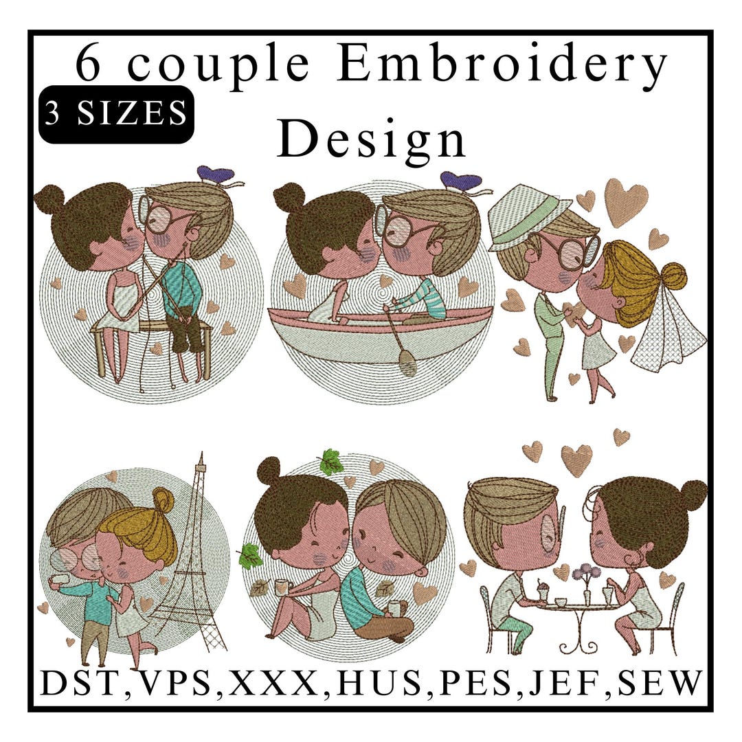 Couple Embroidery Design, Cute Couple Embroidery, Love Birds Embroidery ...