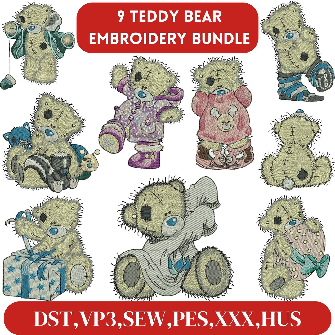 Teddy Bear Embroidery Design, Bear Embroidery, Teddy Embroidery, Teddy ...
