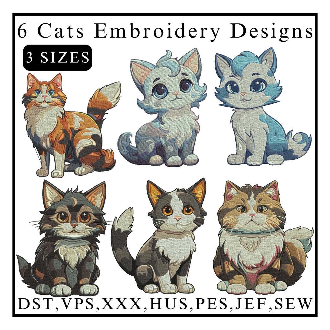 Cat Embroidery Design, Cute Cat Embroidery, Cat Silhouette. Cat Mini ...