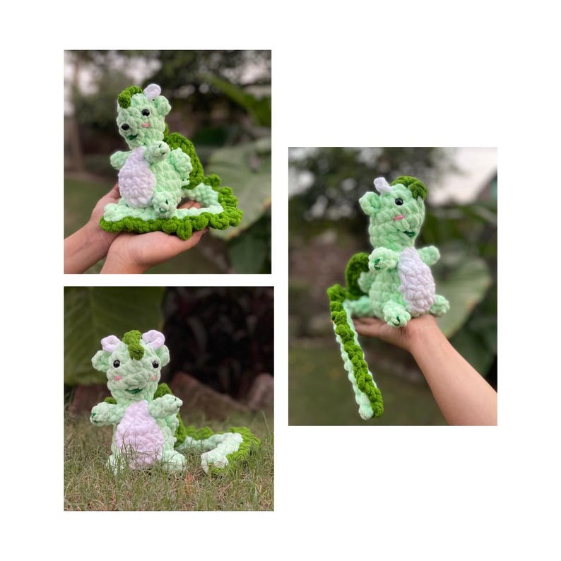 Dragon Crochet Pattern, Plushie Dinosaur Stuffed Animal, Cute Handmade ...