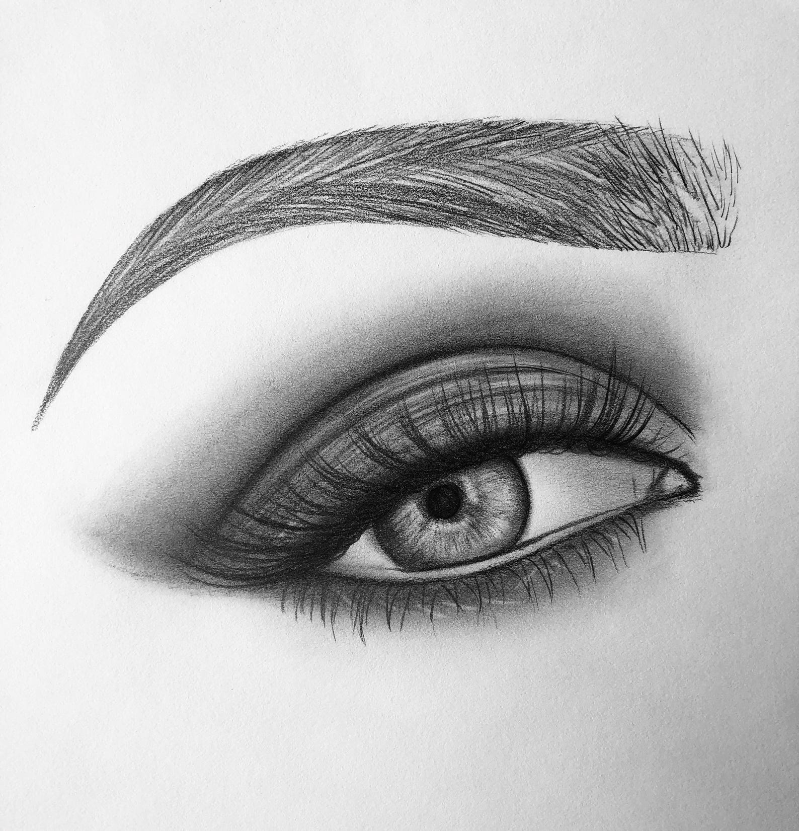 Pencil Drawing of an Eye With Makeup. - Etsy