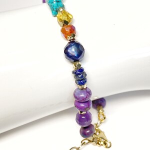 Colorful Gemstone Bracelet, Rainbow Gem Beaded Bracelet, Hand Knotted ...