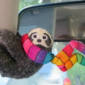 Rainbow Sloth Car Visor Hugger With Rainbow Scarf Stuffed Animal - Etsy
