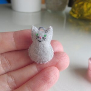 Gray Cat Stuffed Animal Playset Miniature Plush Dollhouse, Cat Tiny ...