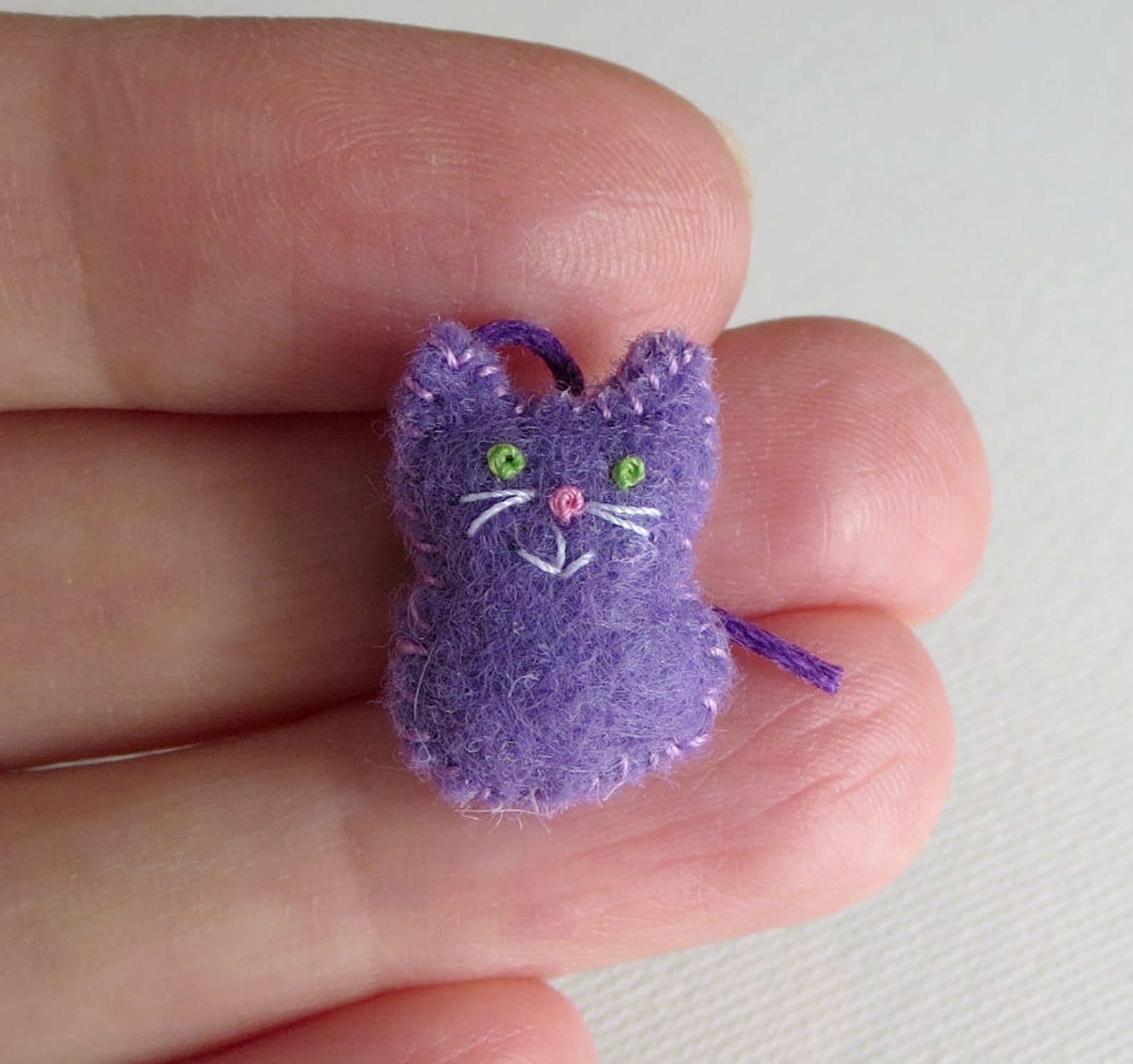 Tiny Purple Cat Stuffed Animal miniature Felt Handmade - Etsy