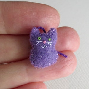 Tiny Purple Cat Stuffed Animal -miniature Felt- Handmade Plush ...