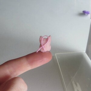 Tiny Pink Cat Stuffed Animal -miniature Felt- Handmade Plush, Dollhouse ...