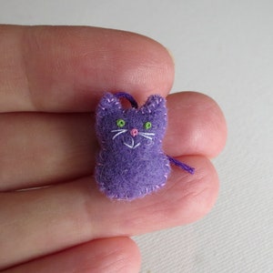 Tiny Purple Cat Stuffed Animal -miniature Felt- Handmade Plush ...