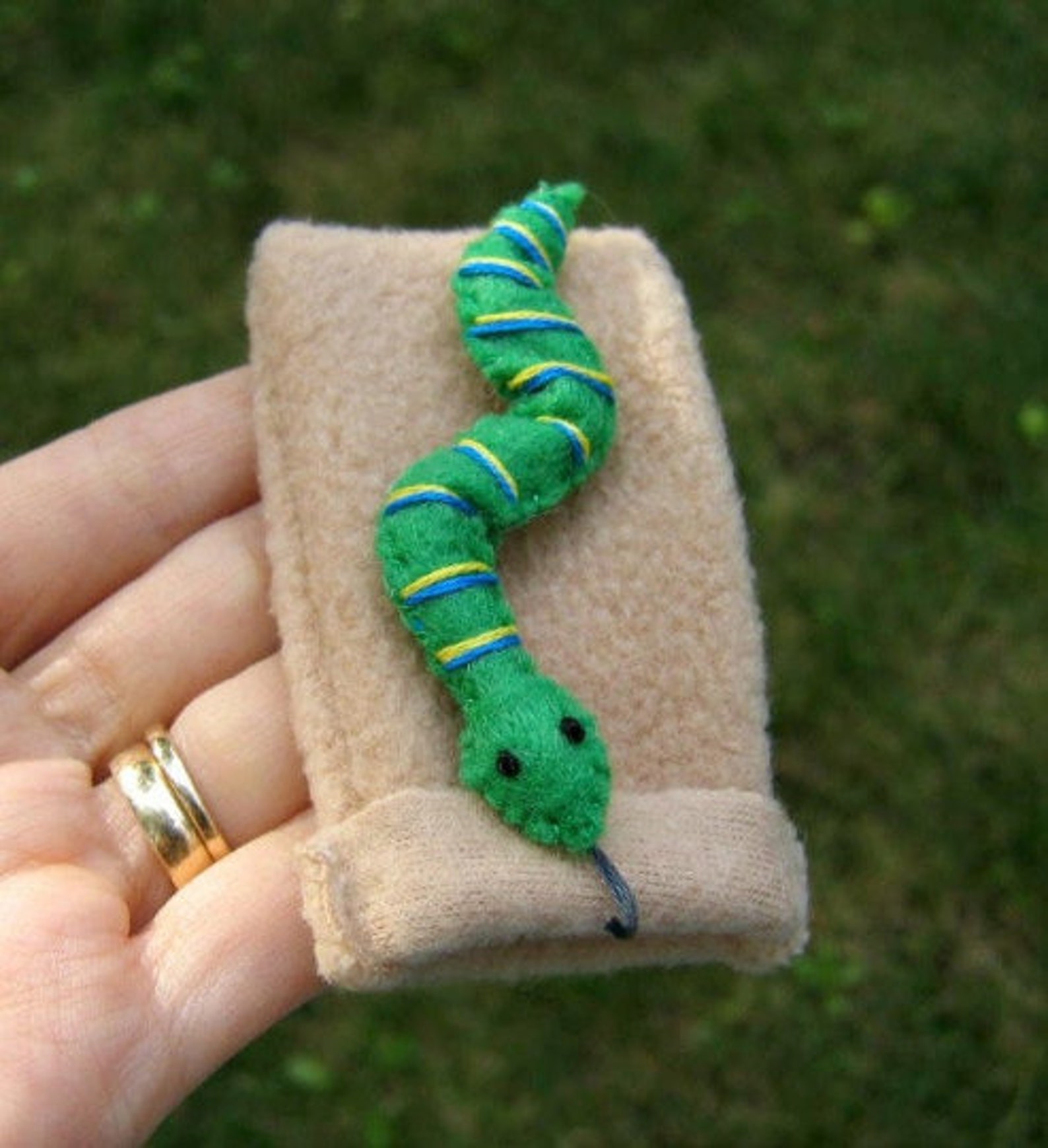 Green snake stuffed animal miniature felt plushie snake and | Etsy