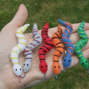 Green Snake Stuffed Animal Miniature Felt Plushie Snake and Sleeping ...